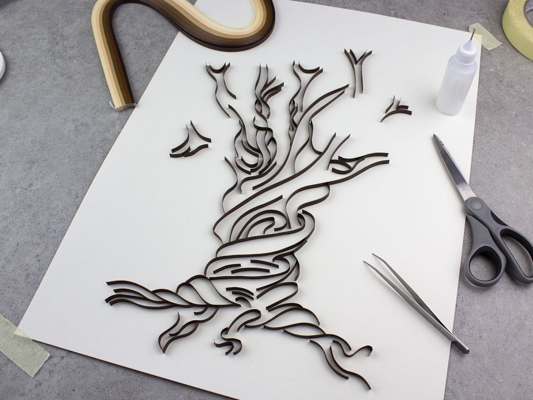 Quilling Baum basteln - Anleitung - CaroKunterbunt