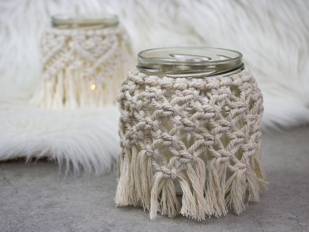 DIY Makramee Windlicht aus Kreuzknoten selber machen - Anleitung ...