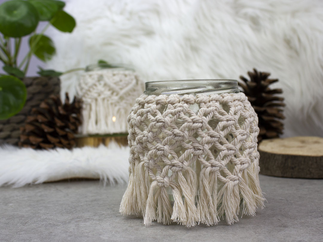 DIY Makramee Windlicht aus Kreuzknoten selber machen - Anleitung ...